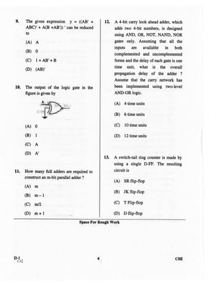 PGCET Computer science 2016 question paper | PDF