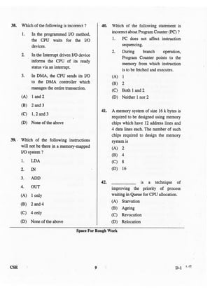 PGCET Computer science 2016 question paper | PDF