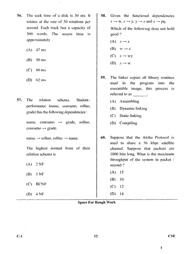 PGCET Computer science 2017 question paper | PDF | Programming Languages | Computing