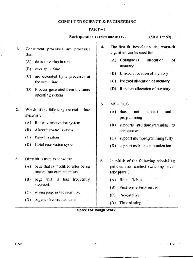 PGCET Computer science 2017 question paper | PDF | Programming Languages | Computing