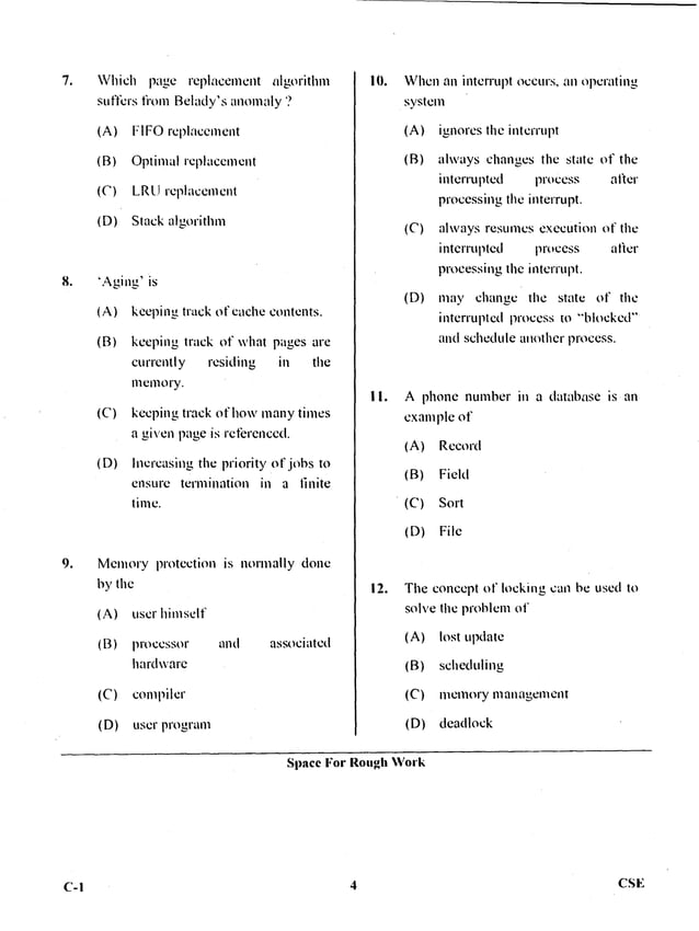 PGCET Computer science 2017 question paper | PDF | Programming Languages | Computing