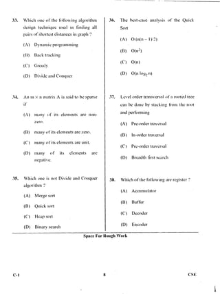 PGCET Computer science 2017 question paper | PDF