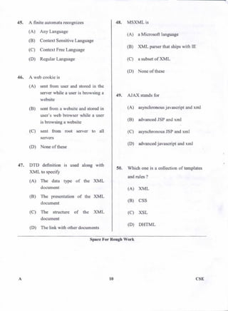 PGCET Computer science 2018 question paper | PDF