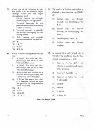 PGCET Computer science 2018 question paper | PDF
