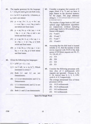 PGCET Computer science 2018 question paper | PDF