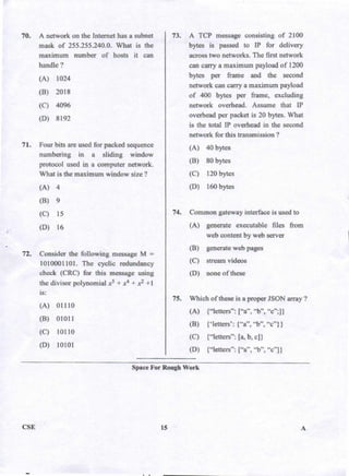 PGCET Computer science 2018 question paper | PDF