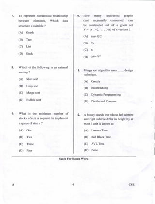 PGCET Computer science 2018 question paper | PDF
