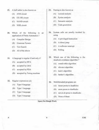 PGCET Computer science 2018 question paper | PDF