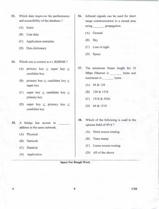 PGCET Computer science 2018 question paper | PDF