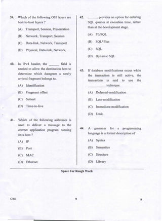 PGCET Computer science 2018 question paper | PDF