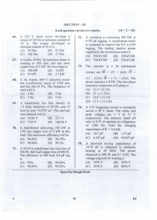 PGCET Electrical sciences 2018 question paper | PDF