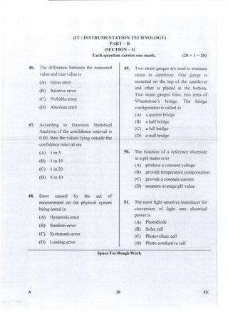 PGCET Electrical sciences 2018 question paper | PDF
