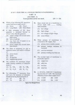 PGCET Electrical sciences 2018 question paper | PDF
