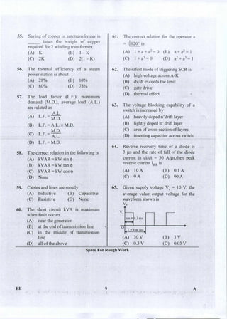 PGCET Electrical sciences 2018 question paper | PDF