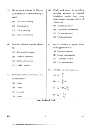 PGCET Environmental 2017 question paper | PDF