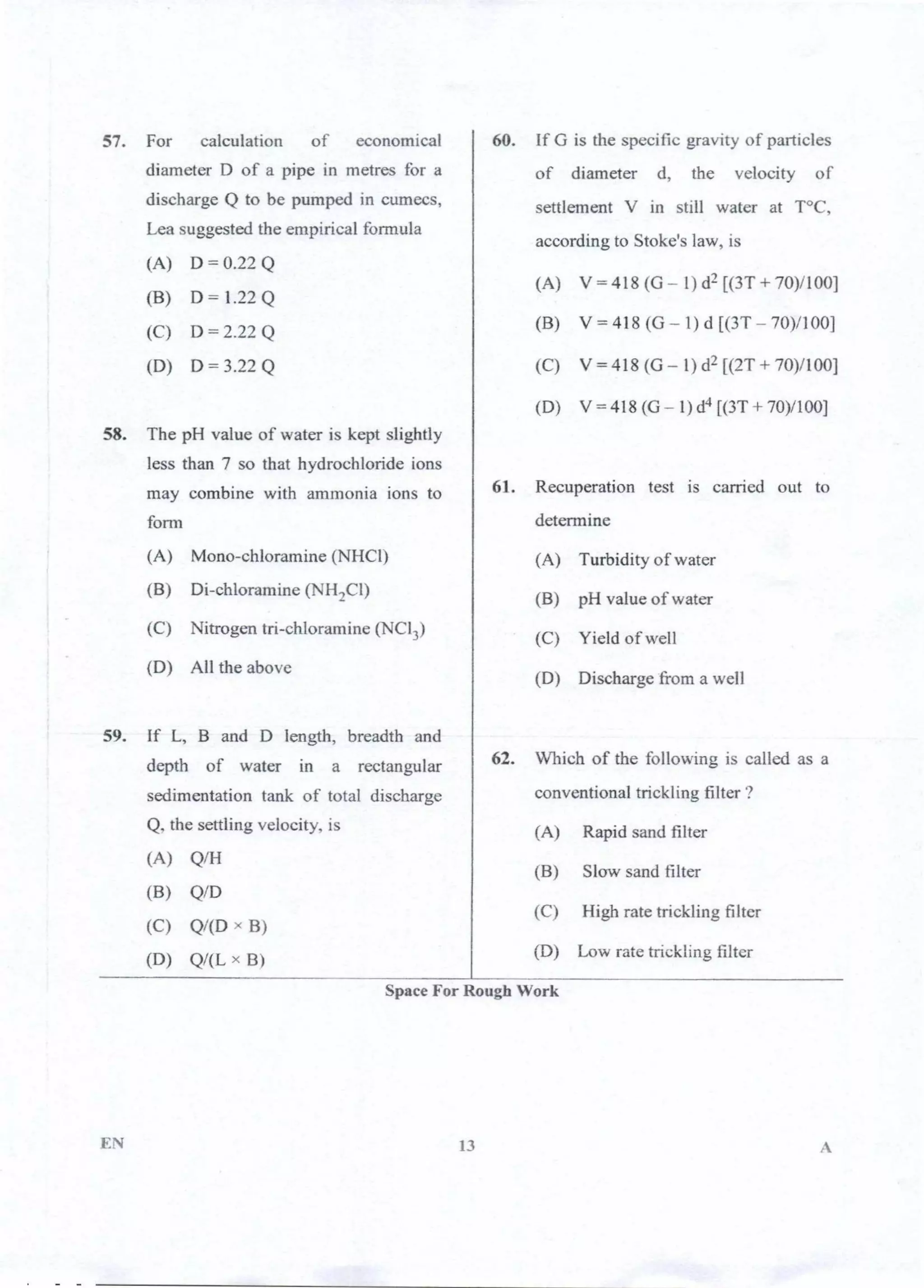 PGCET Environmental 2018 question paper | PDF