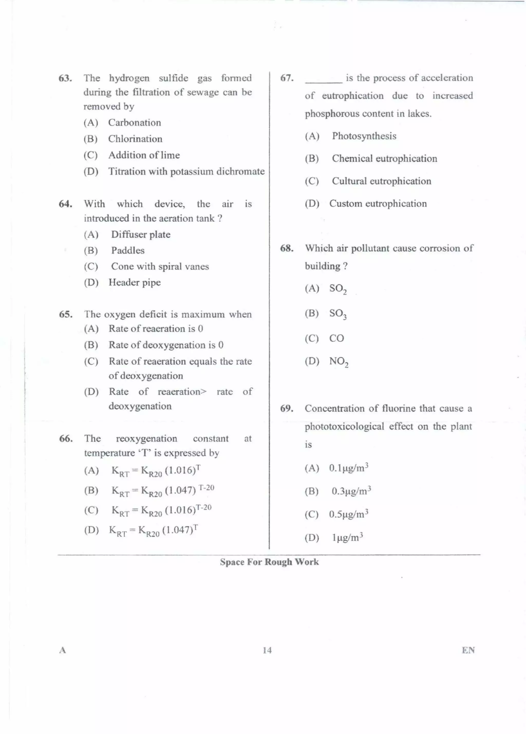 PGCET Environmental 2018 question paper | PDF