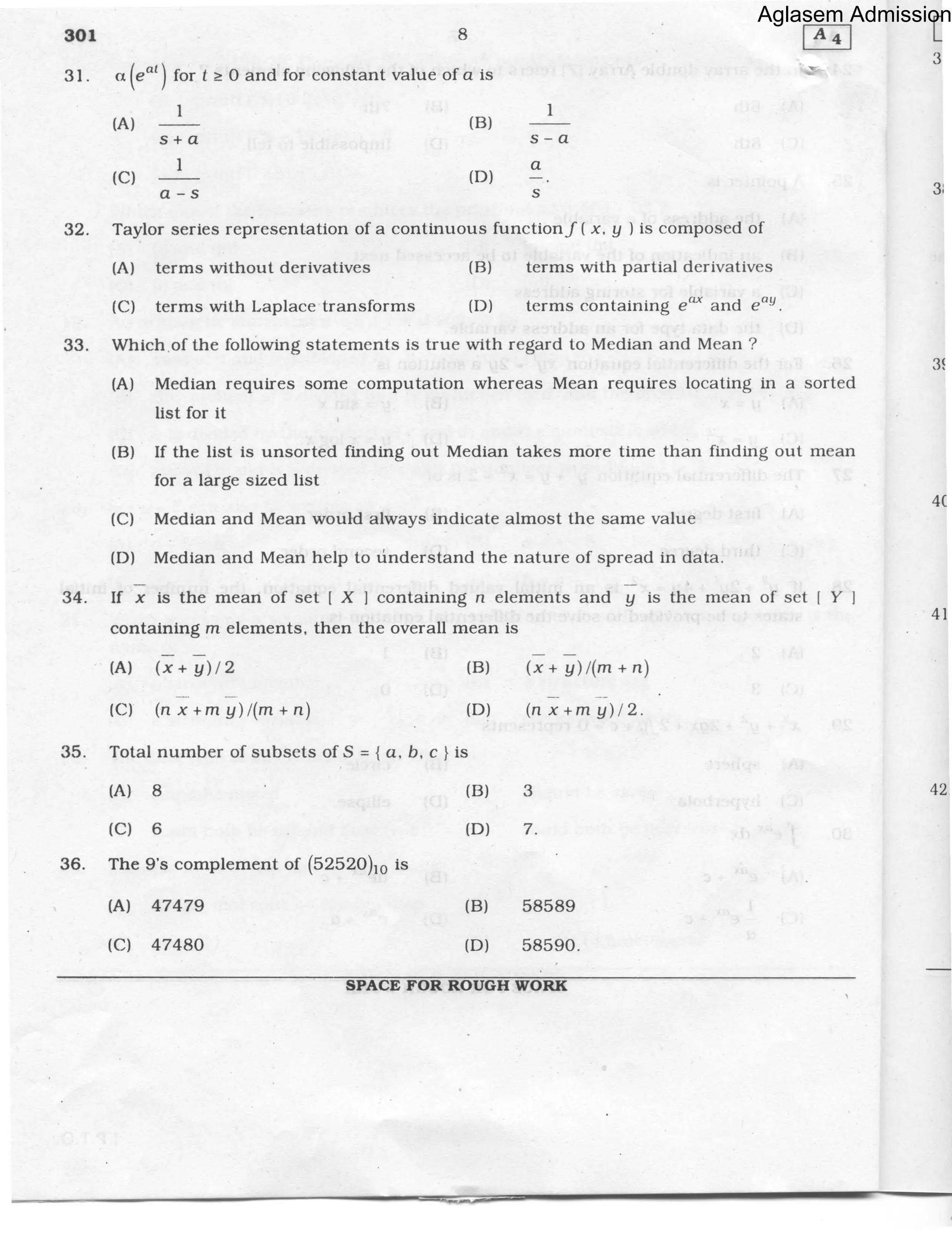 Pgcet mathematics 2011 question paper | PDF