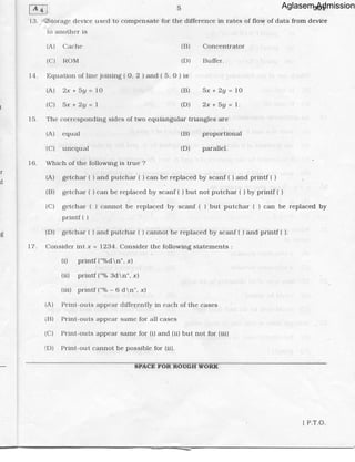 Pgcet mathematics 2011 question paper | PDF | Educational Assessment | Education