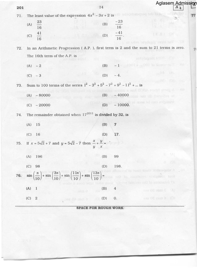 Pgcet mca 2011 question paper | PDF