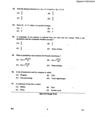 Pgcet mca 2013 question paper | PDF