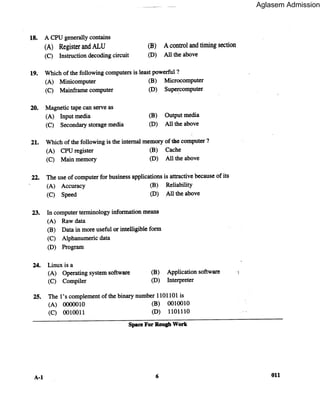 Pgcet mca 2013 question paper | PDF