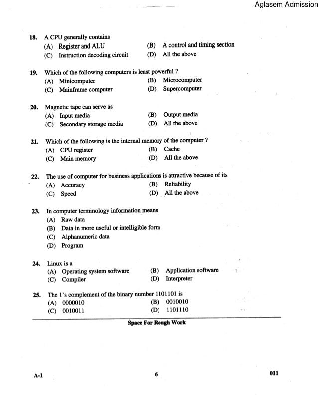 Pgcet mca 2013 question paper