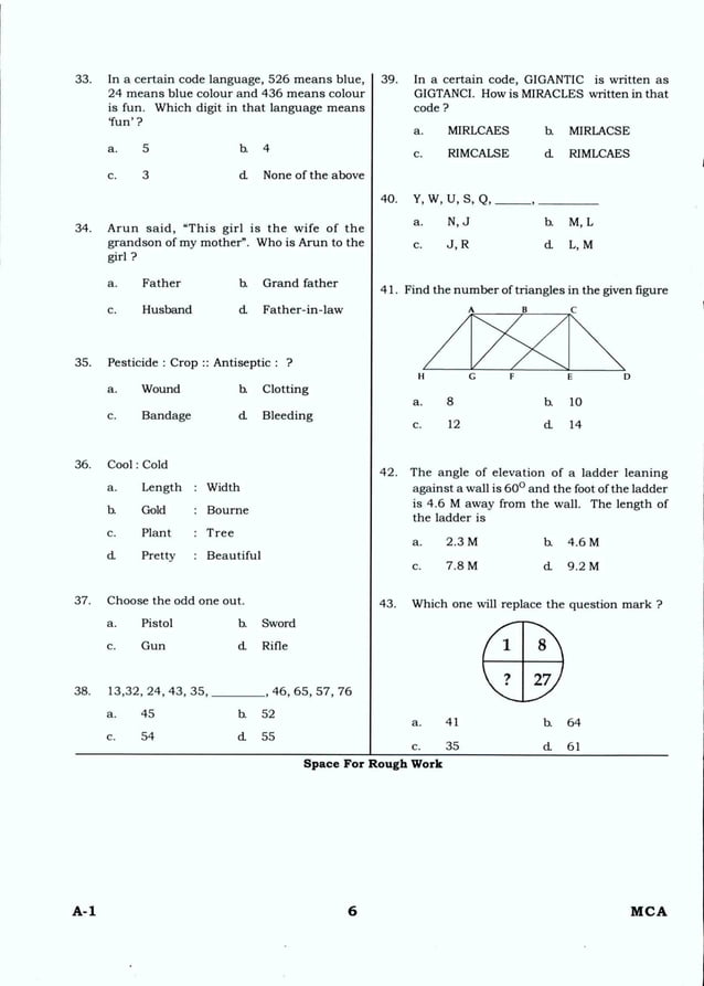 PGCET MCA 2015 Question Paper | PDF | Computing | Technology & Computing
