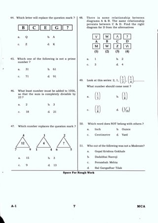 PGCET MCA 2015 Question Paper | PDF | Computing | Technology & Computing