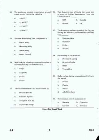 PGCET MCA 2015 Question Paper | PDF | Computing | Technology & Computing
