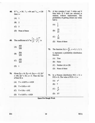 PGCET MCA 2016 question paper | PDF
