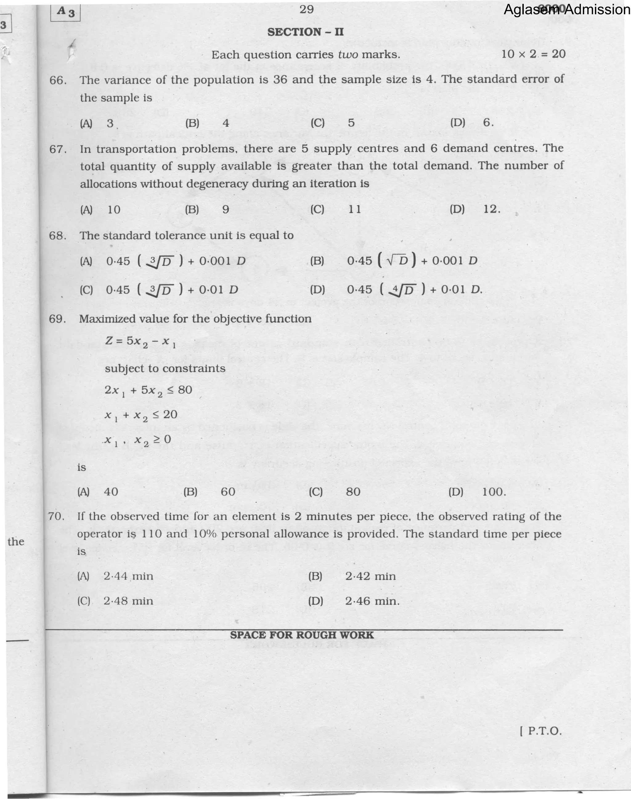 Pgcet mechanical 2011 question paper | PDF