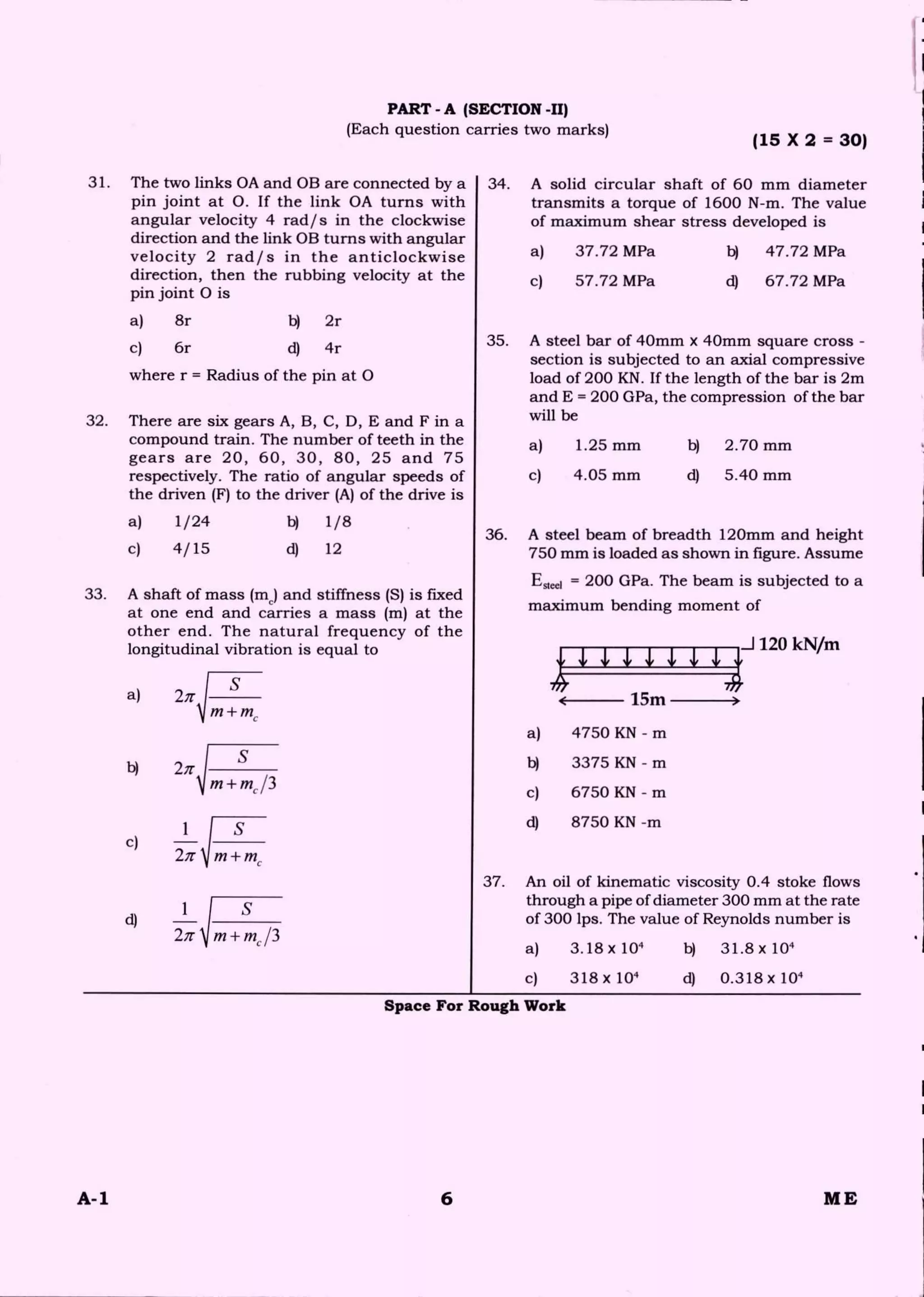 PGCET Mechanical 2015 question paper | PDF