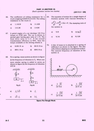 PGCET Mechanical 2015 question paper | PDF