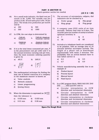 PGCET Mechanical 2015 question paper | PDF
