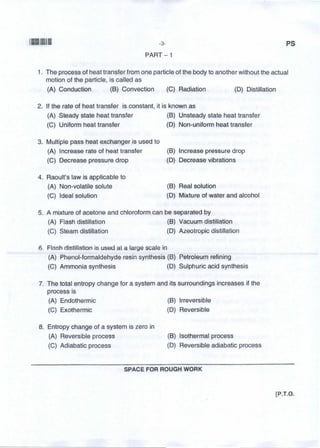 PGCET Polymer science 2018 question paper | PDF