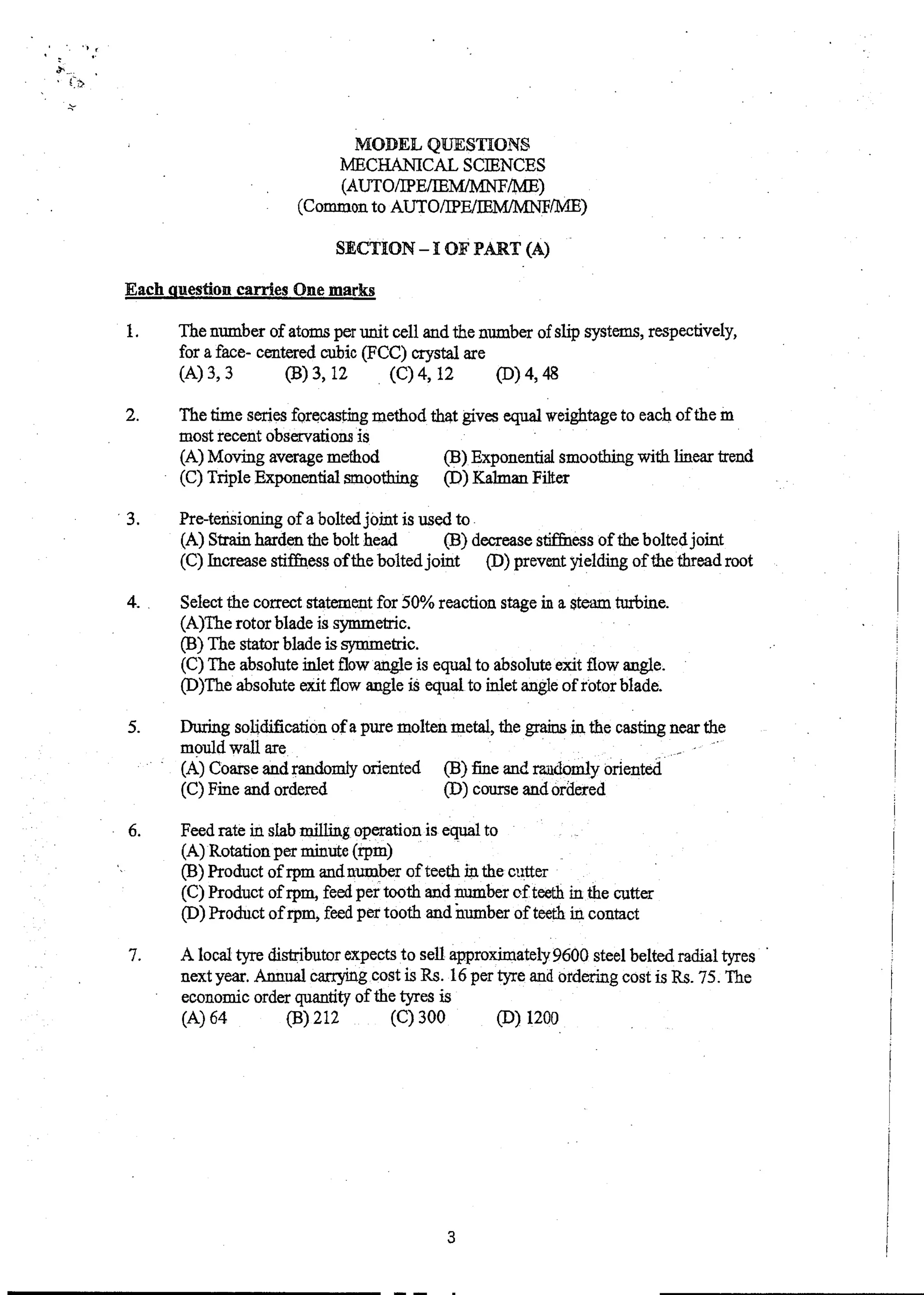 Karnataka PGCET Mechanical - Part A 2018 syllabus | PDF