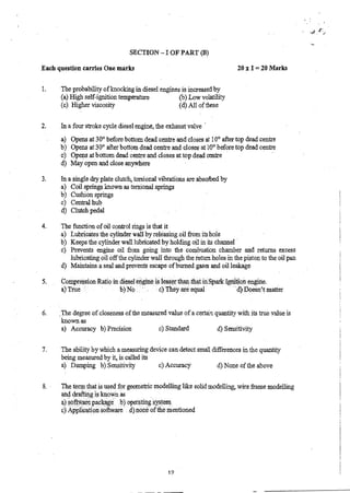Karnataka PGCET Mechanical - Part B 2018 syllabus | PDF
