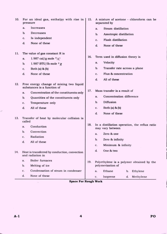 Pgcet Polymer Science 2015 question paper | PDF
