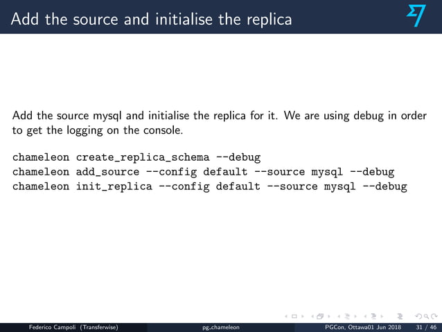 pg_chameleon MySQL to PostgreSQL replica made easy | PPT
