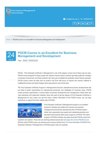 Pgcm course is an excellent for business management and development | PDF