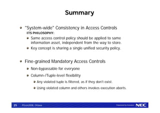 Security Enhanced PostgreSQL - System-wide consistency in access control | PPT