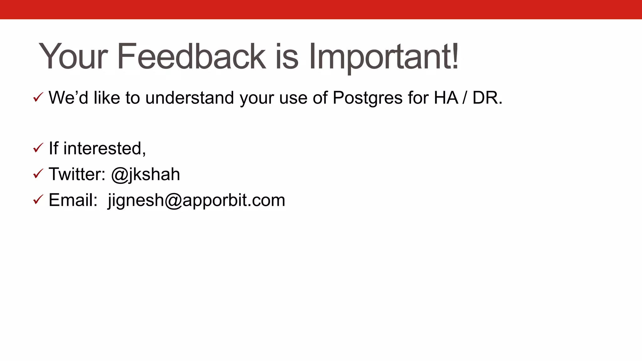 PostgreSQL High Availability in a Containerized World | PPT