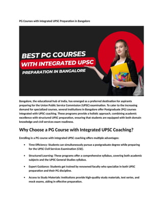 PG Courses with Integrated UPSC Preparation in Bangalore.docx