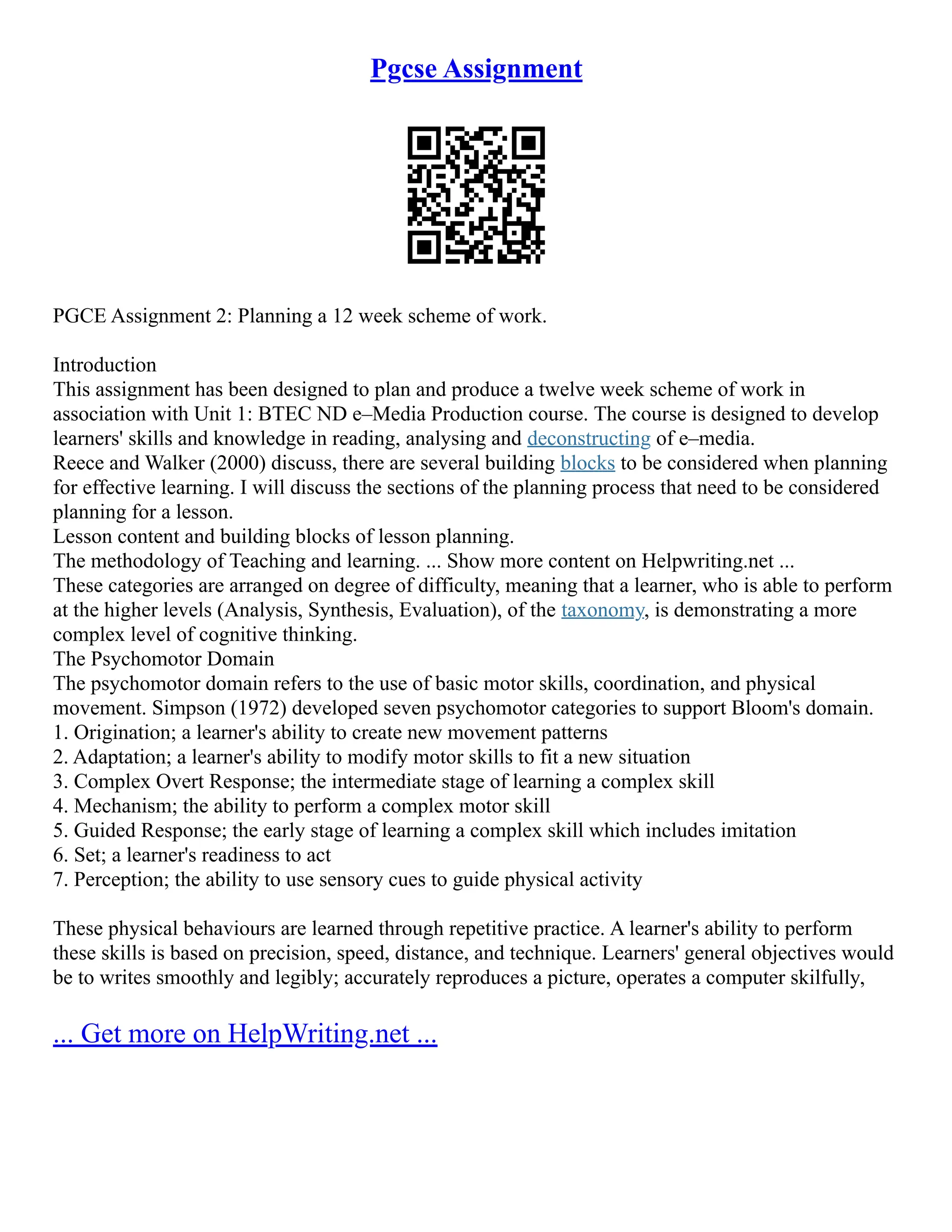 Pgcse Assignment | PDF