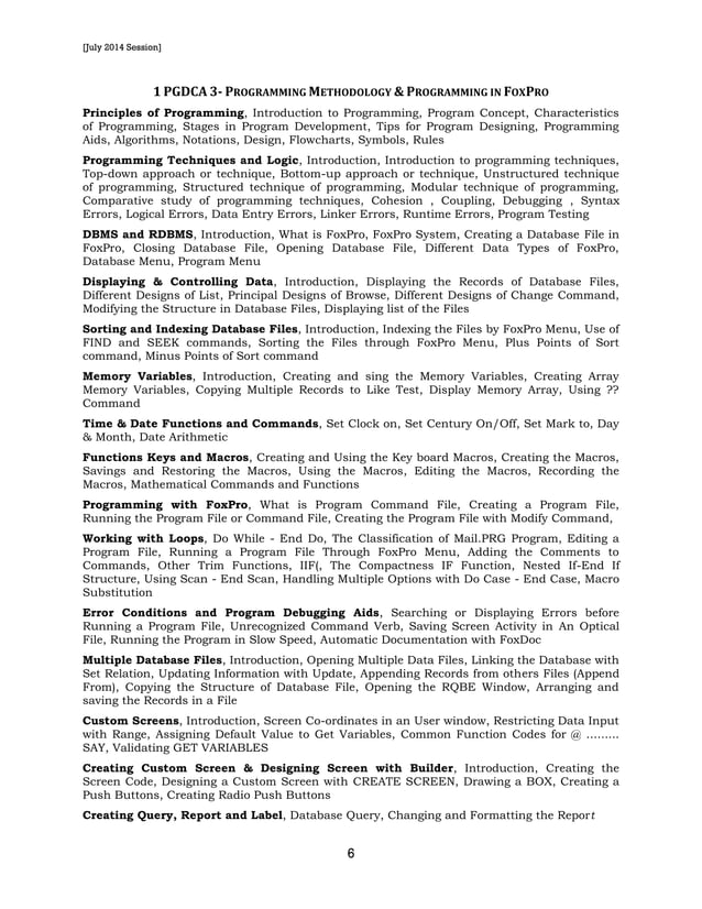 PGDCA syllabus includes first sem and second sem | PDF