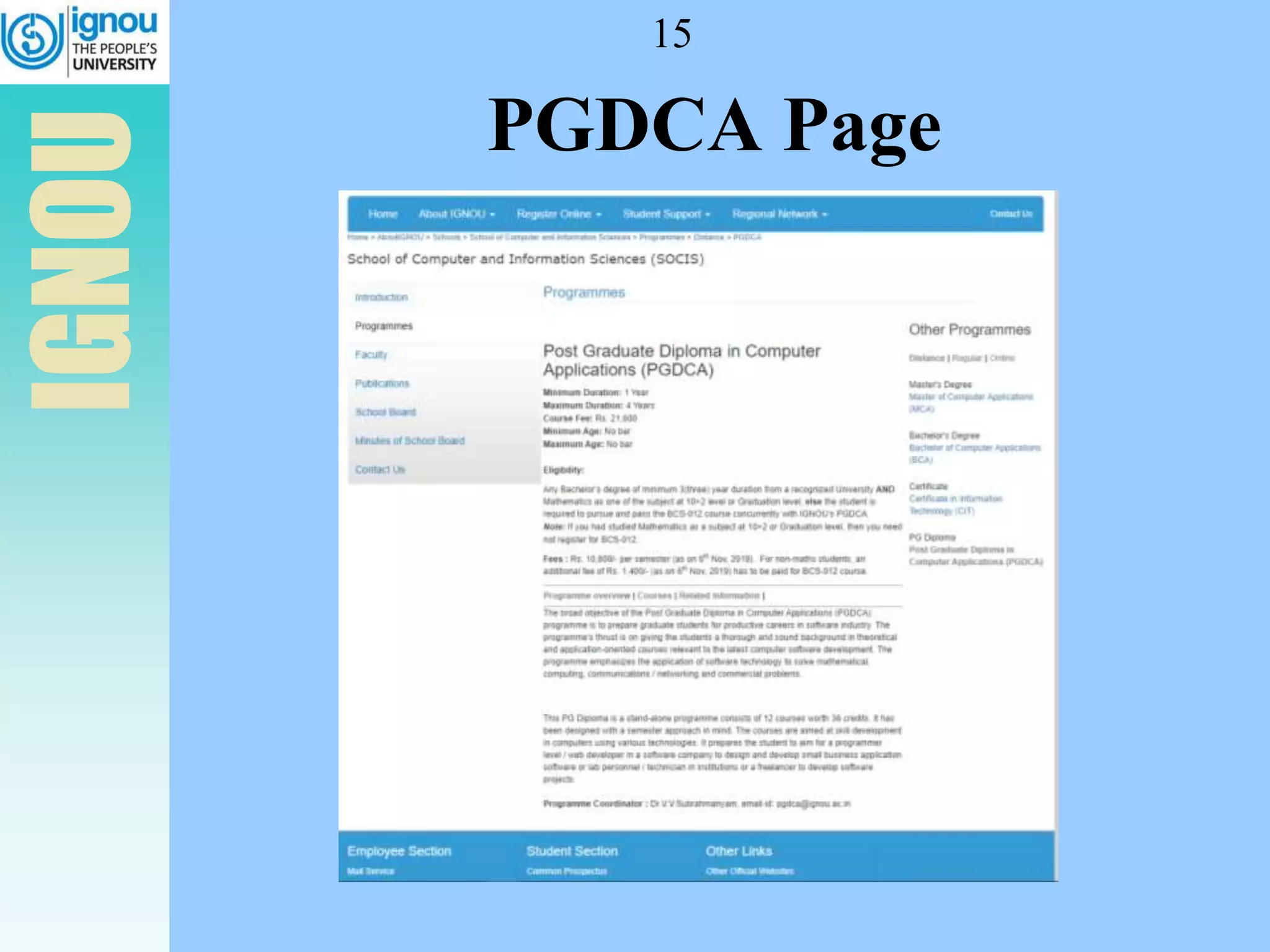 Post Graduate Diploma in Computer Applications (PGDCA) | PPTX