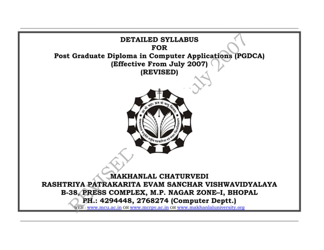 Pgdca final syllabus_2007_revised_31st_july_2007 | PPT