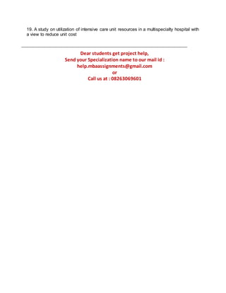 Pgdhhm project titles | PDF