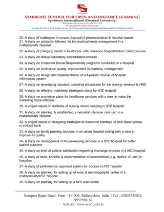 Pgdhhm project titles | PDF